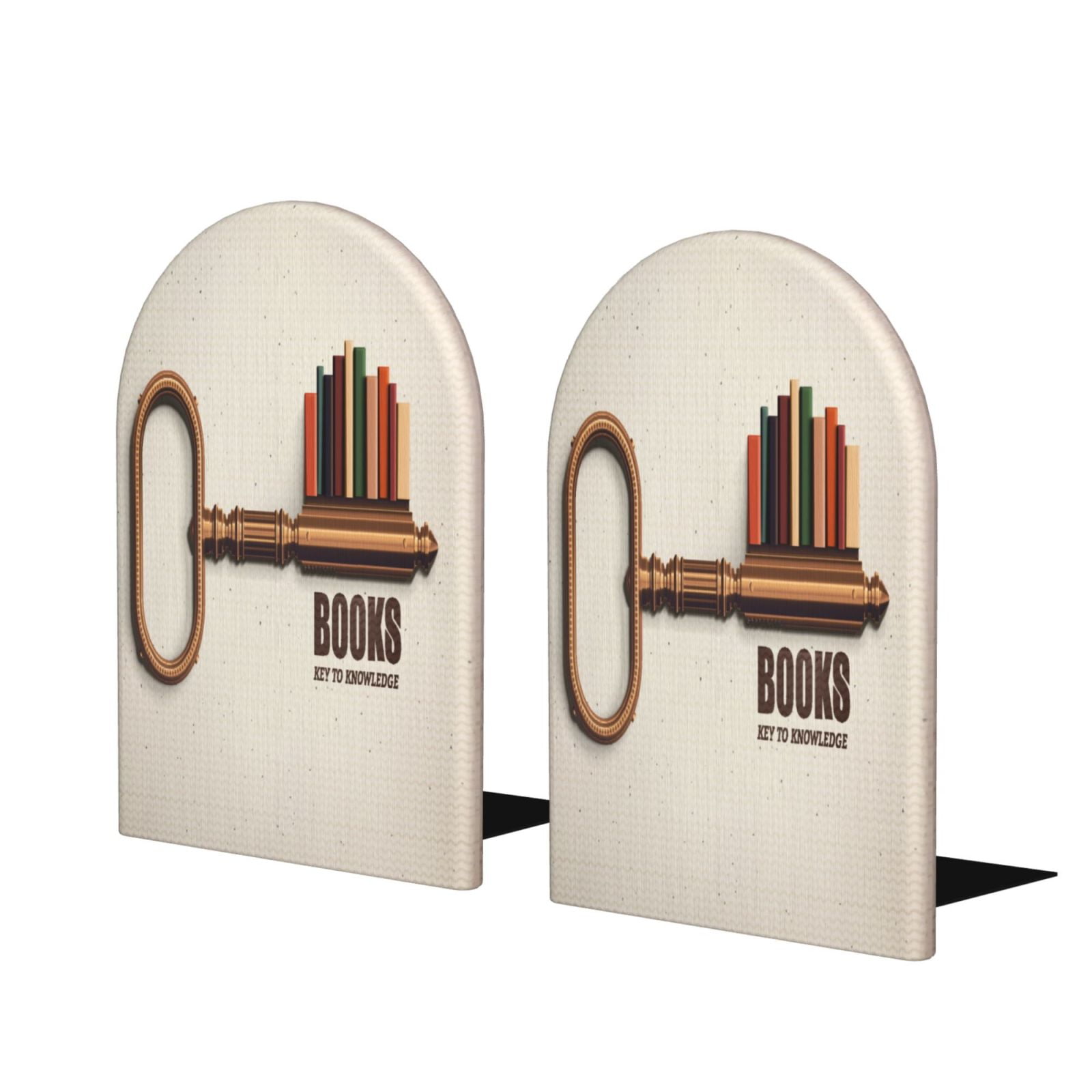 Junzan Books Key To Knowledge for Wood Bookends,1 Pair Book Ends for ...