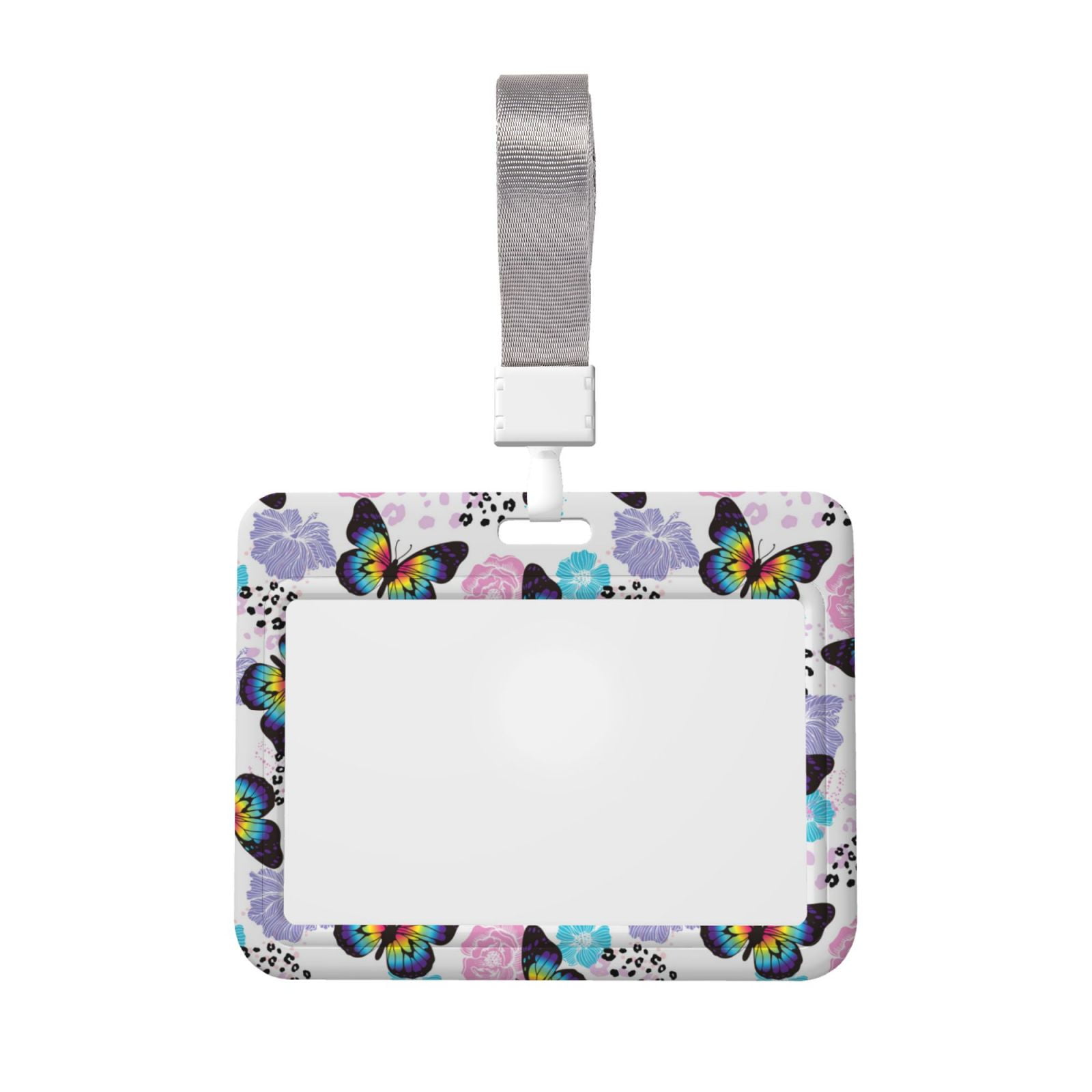 Junzan Bright Butterflies1 ID Badge Holder with Windows Key Card Work ...
