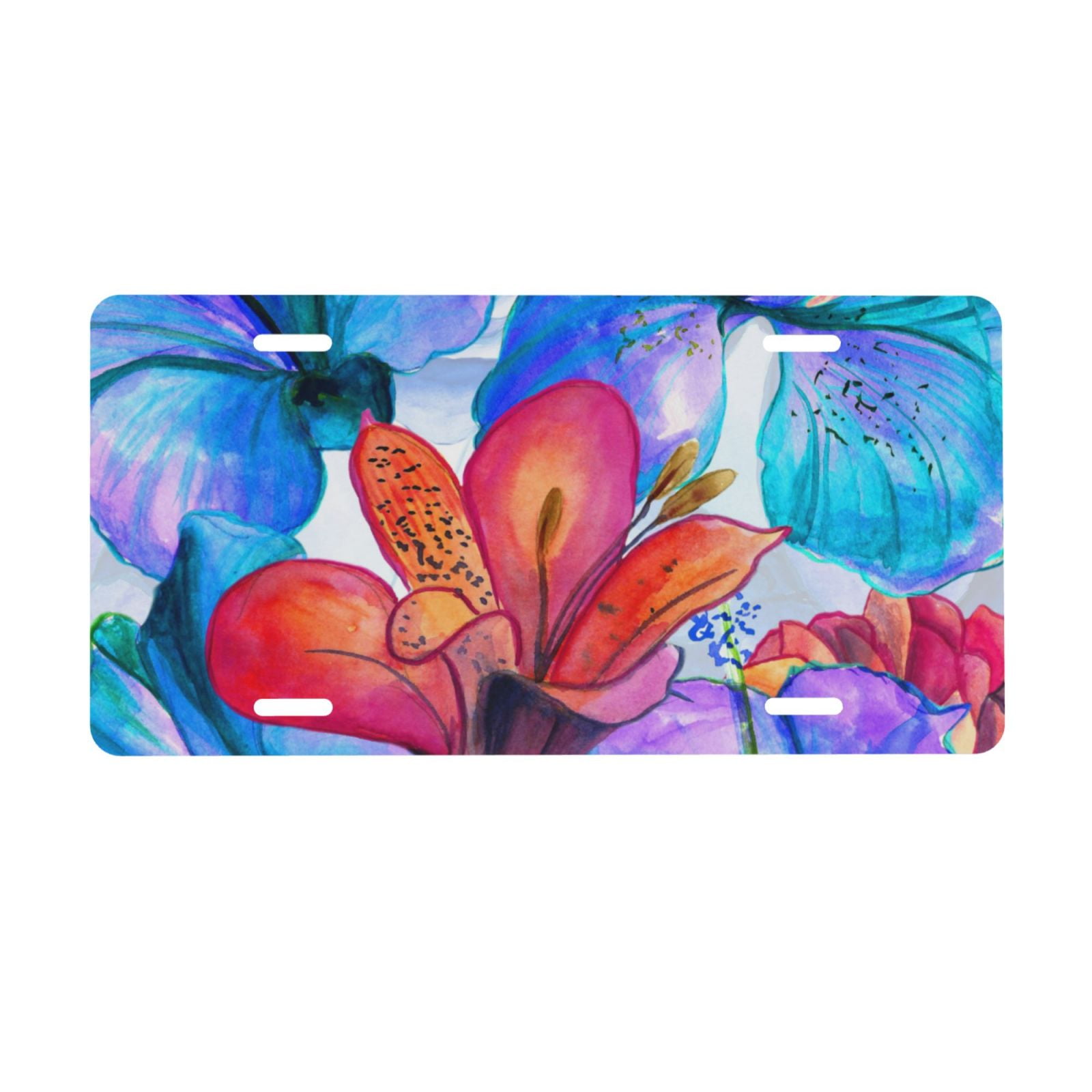 Junzan Bright Flowers Front License Plate Covers Decorative Car Metal ...