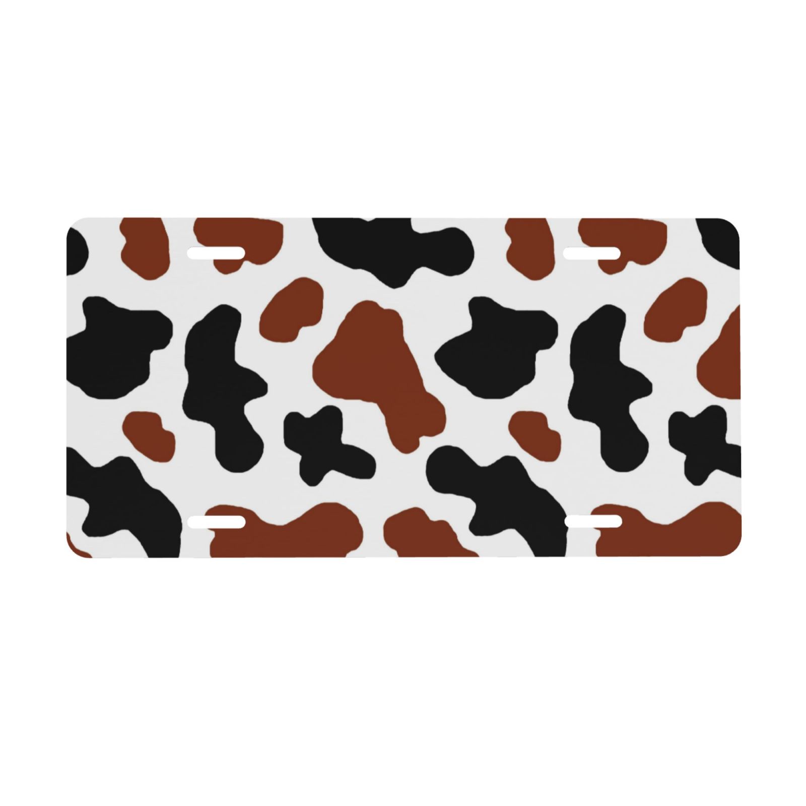 Junzan Brown Black Cow Front License Plate Covers Decorative Car Metal ...