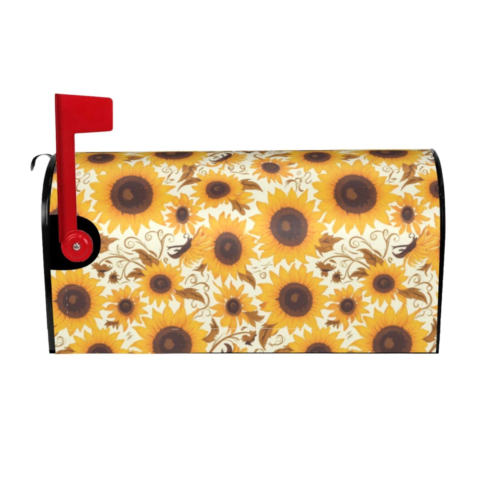 Junzan Brown Leaf Pattern Sunflower Pattern Mailbox Covers,Magnetic ...