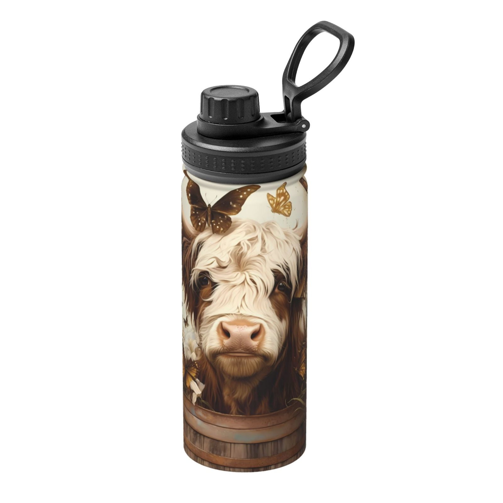 Junzan Butterfly Cow Barrel Pattern 18OZ Stainless Steel Sports Water ...