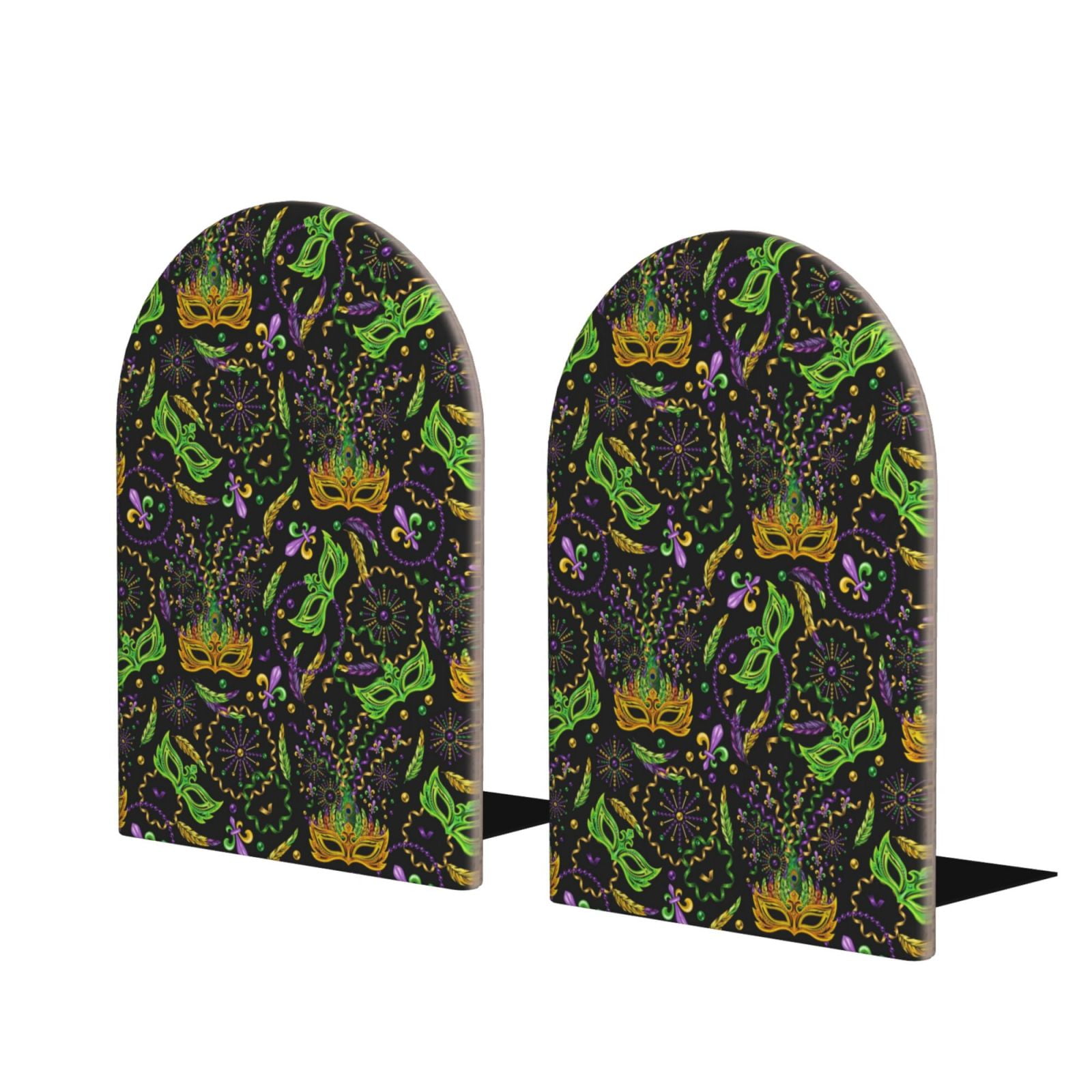 Junzan Carnival Mardi Gras3 for Wood Bookends,1 Pair Book Ends for ...