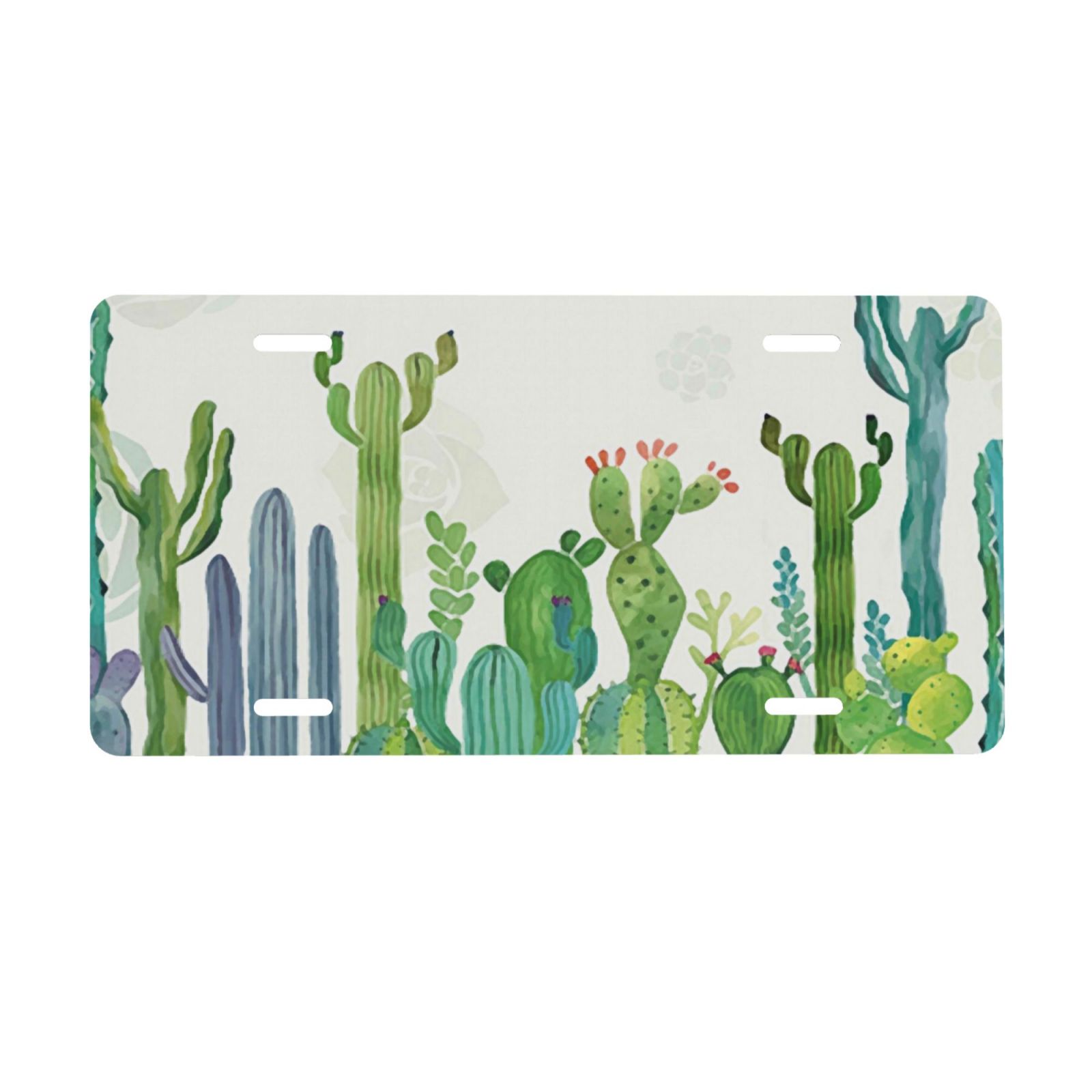Junzan Cartoon Cactus Front License Plate Covers Decorative Car Metal ...