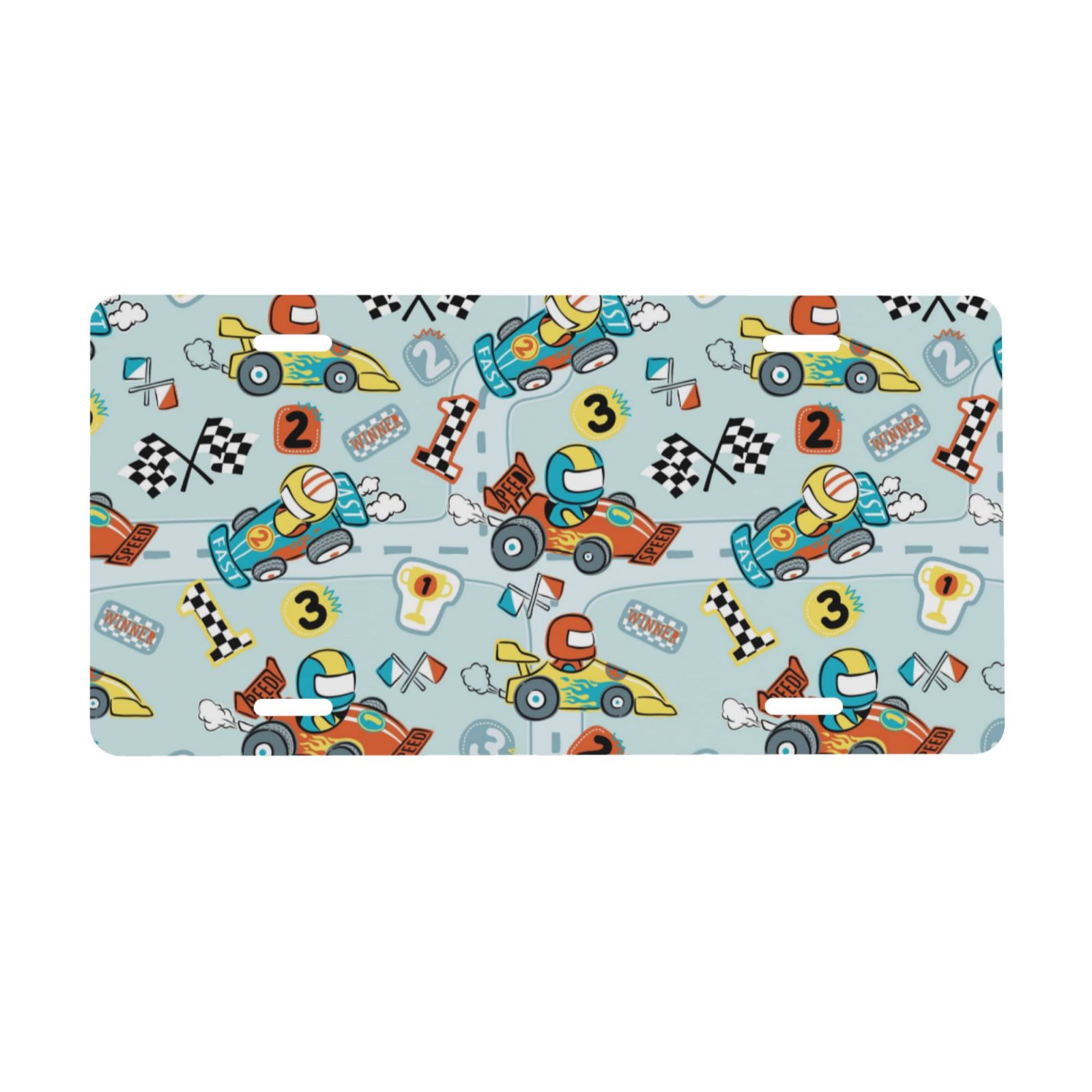 Junzan Cartoon Car Racing Front License Plate Covers Decorative Car ...