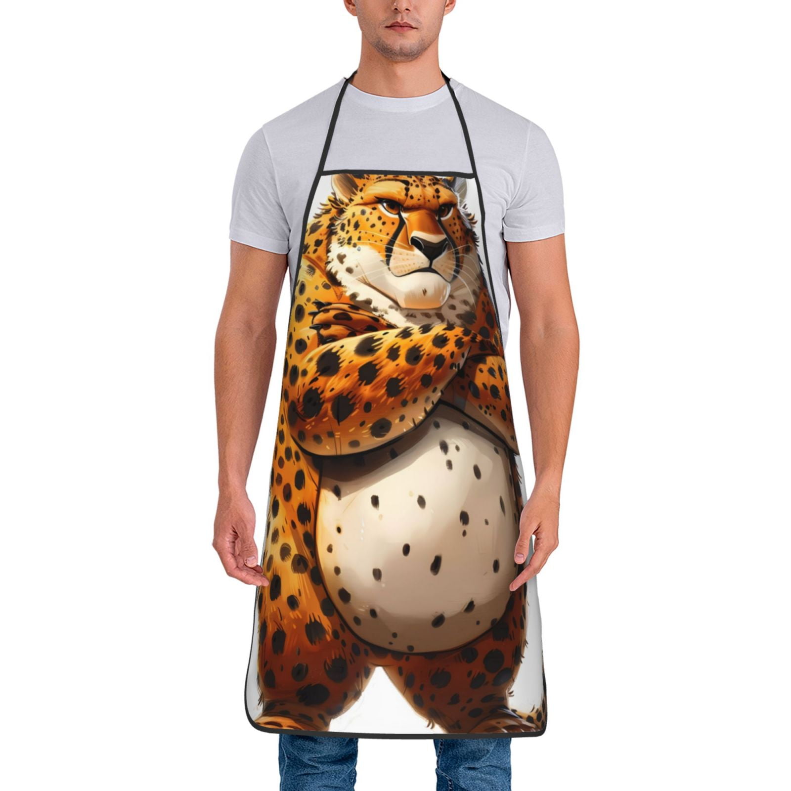 Junzan Cartoon Cheetah With Attitude Print Kitchen Cooking Aprons, Chef ...
