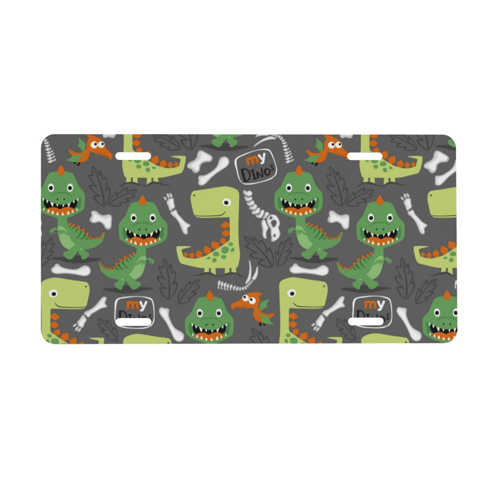 Junzan Cartoon Dinosaur Front License Plate Covers Decorative Car Metal ...