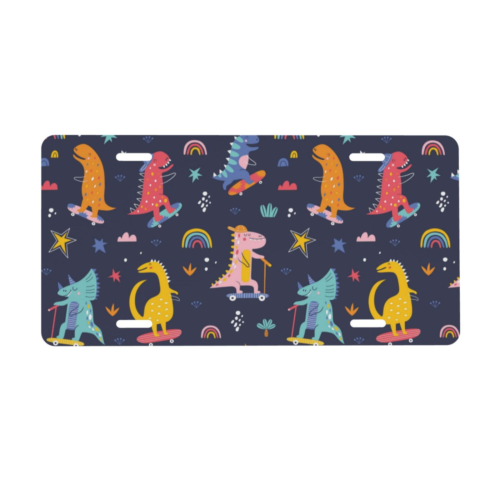 Junzan Cartoon Dinosaur Front License Plate Covers Decorative Car Metal ...