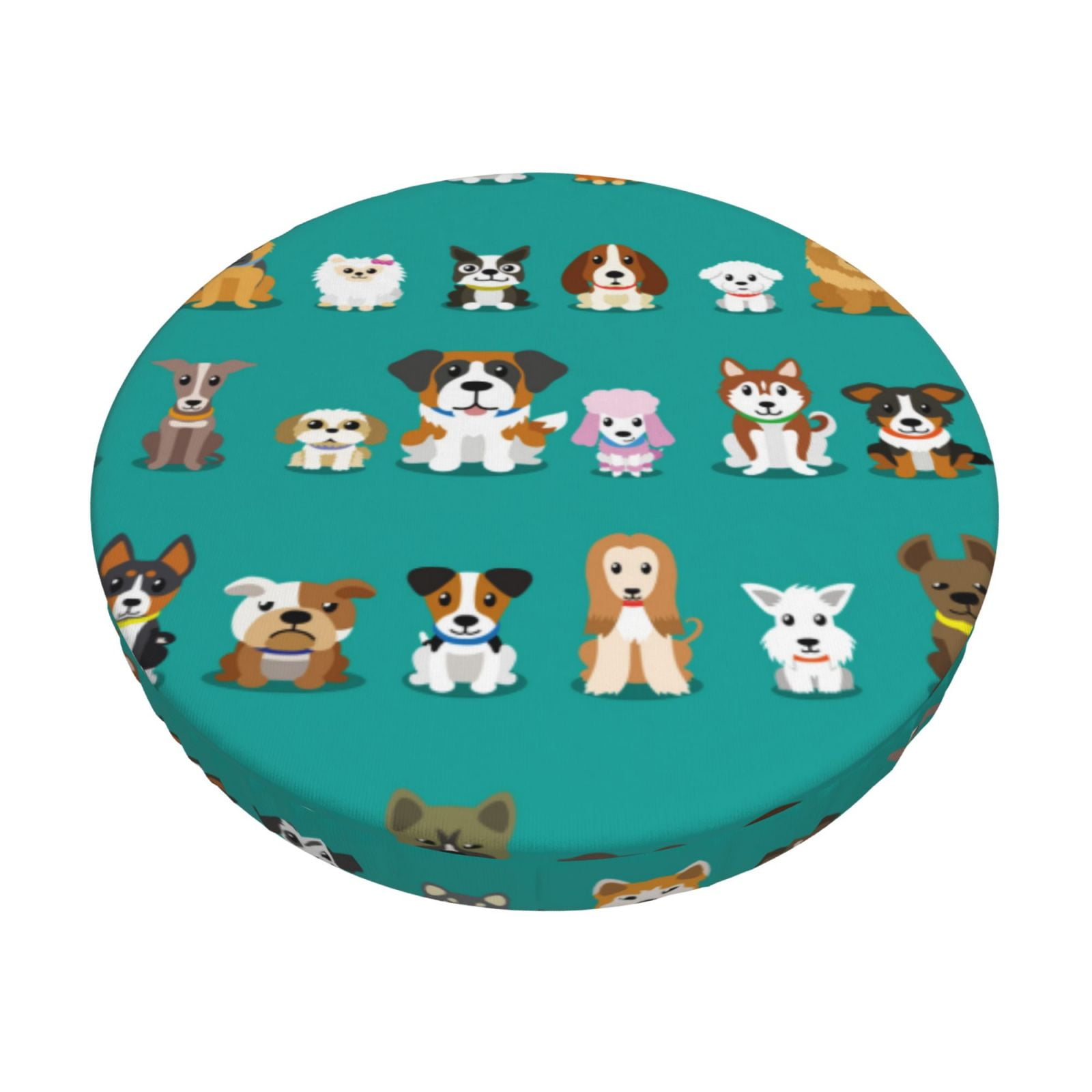 Junzan Cartoon Dogs Bar Stool Cover Round Seat Cushion With Elastic ...