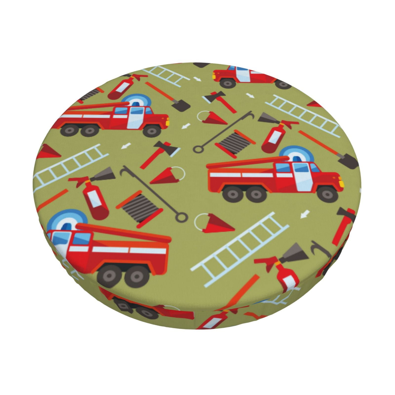 Junzan Cartoon Fire Truck Bar Stool Cover Round Seat Cushion With ...