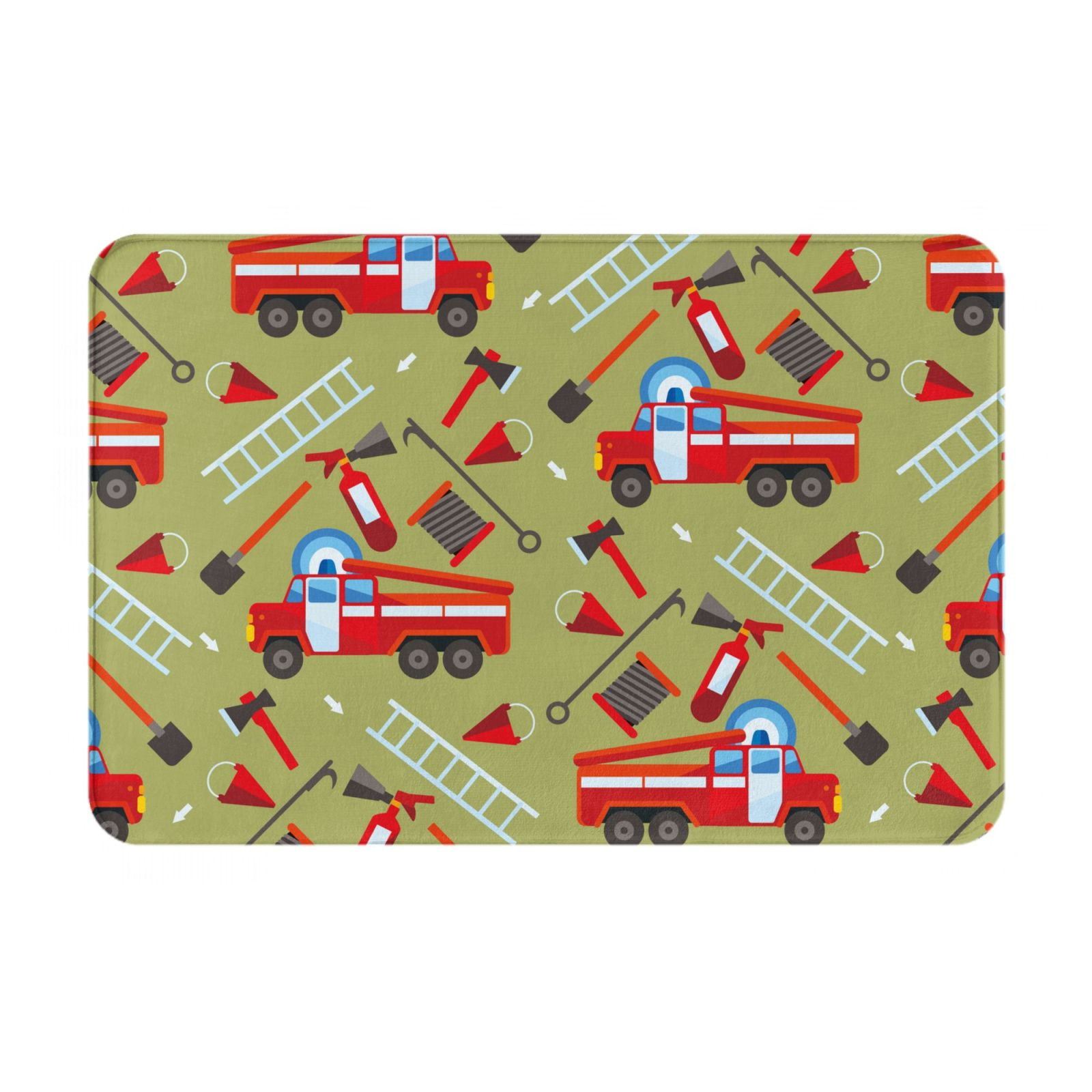 Junzan Cartoon Fire Truck Custom Funny Welcome Doormat Personalized ...