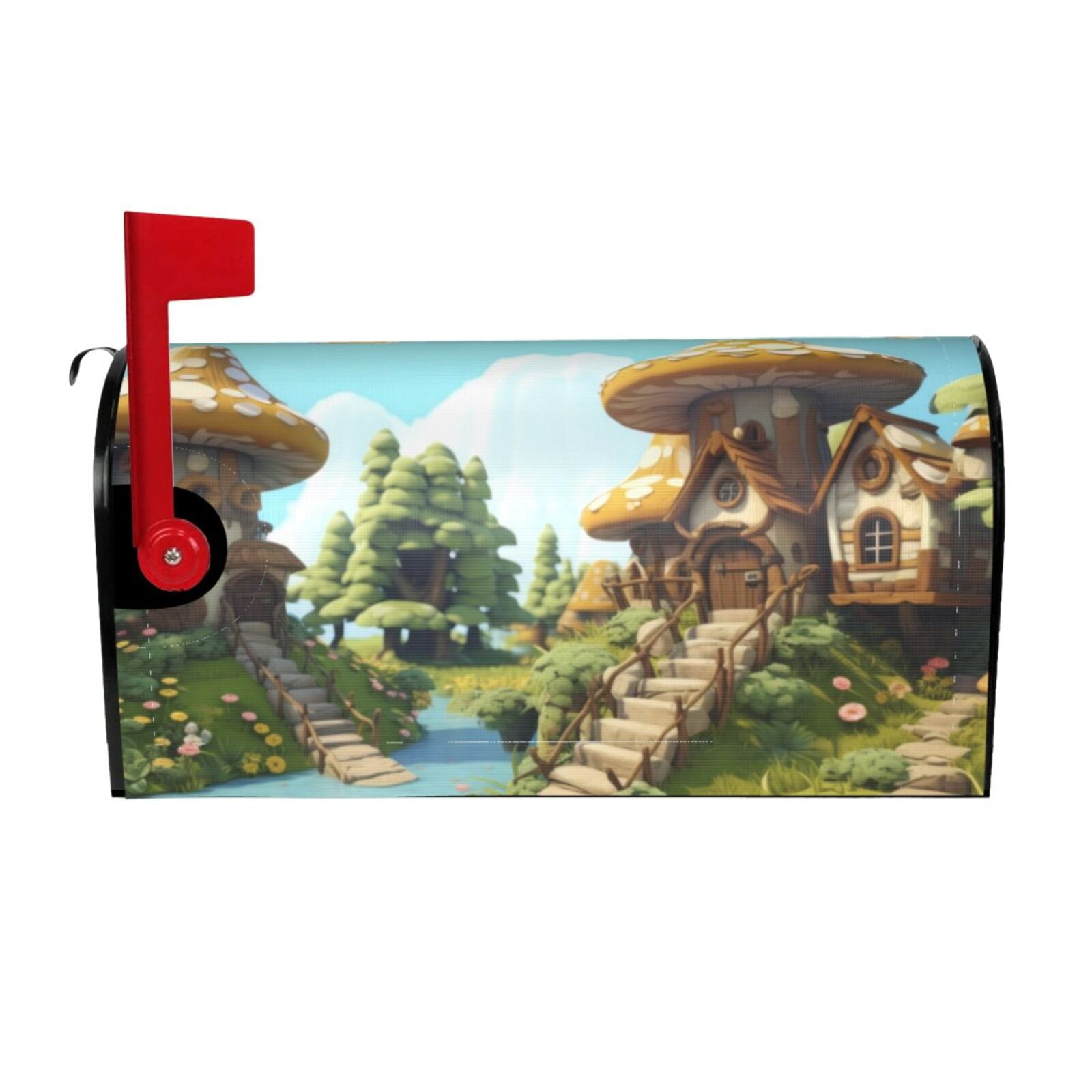 Junzan Cartoon Mushroom House Pattern Mailbox Covers,Magnetic Mailbox ...