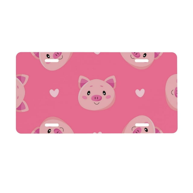 Junzan Cartoon Pigs And Hearts Front License Plate Covers Decorative ...