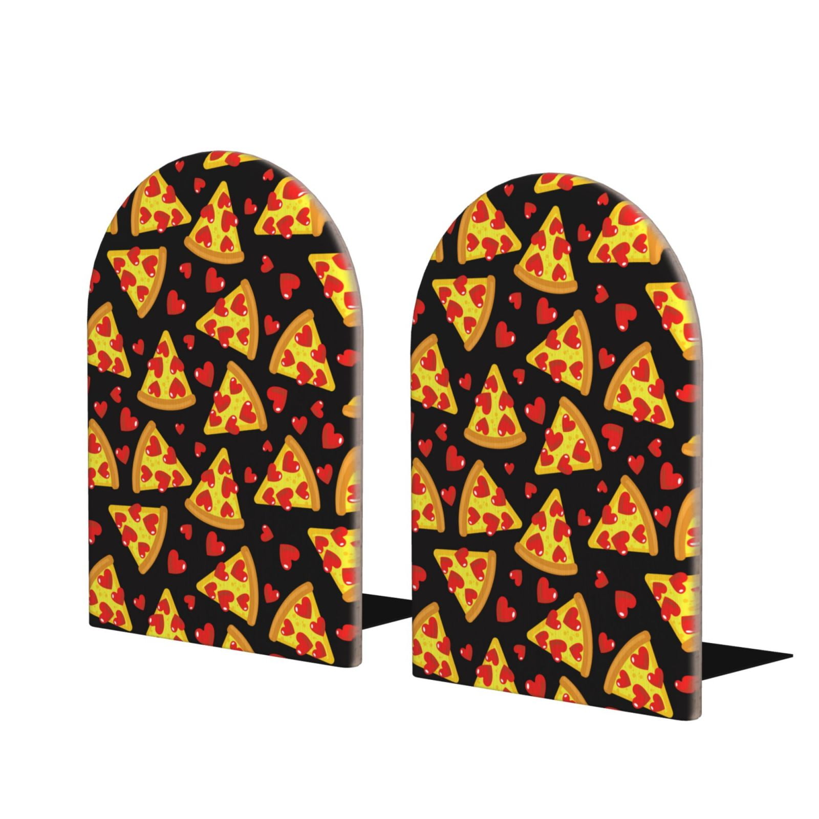Junzan Cartoon Pizza for Wood Bookends,1 Pair Book Ends for Shelves ...