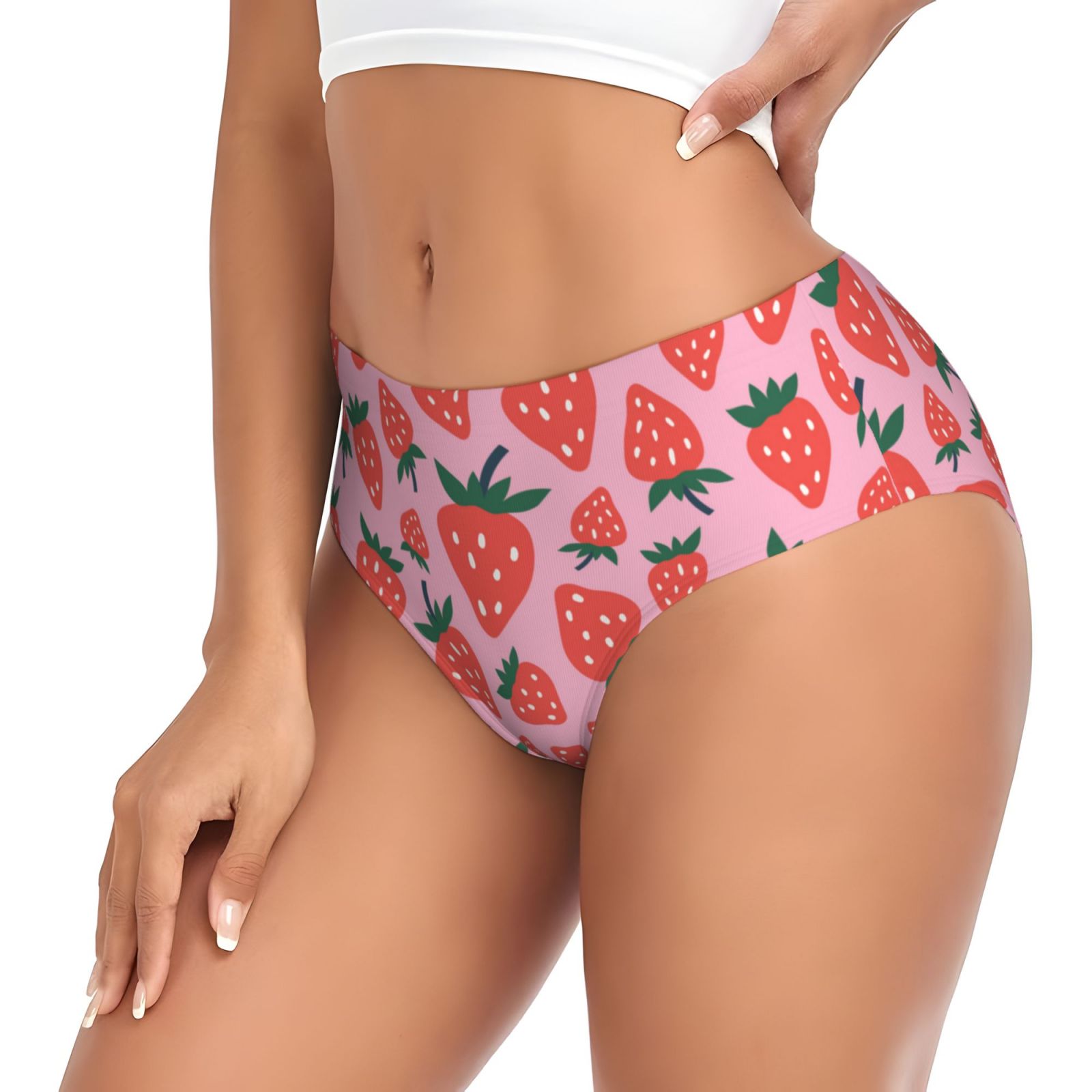Junzan Cartoon Strawberry Print Women's Brief Underwear,Breathable ...