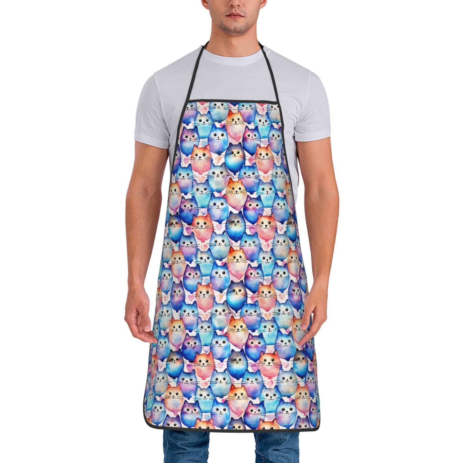 Junzan Cartoon colorful cute cat Print Kitchen Cooking Aprons, Chef ...