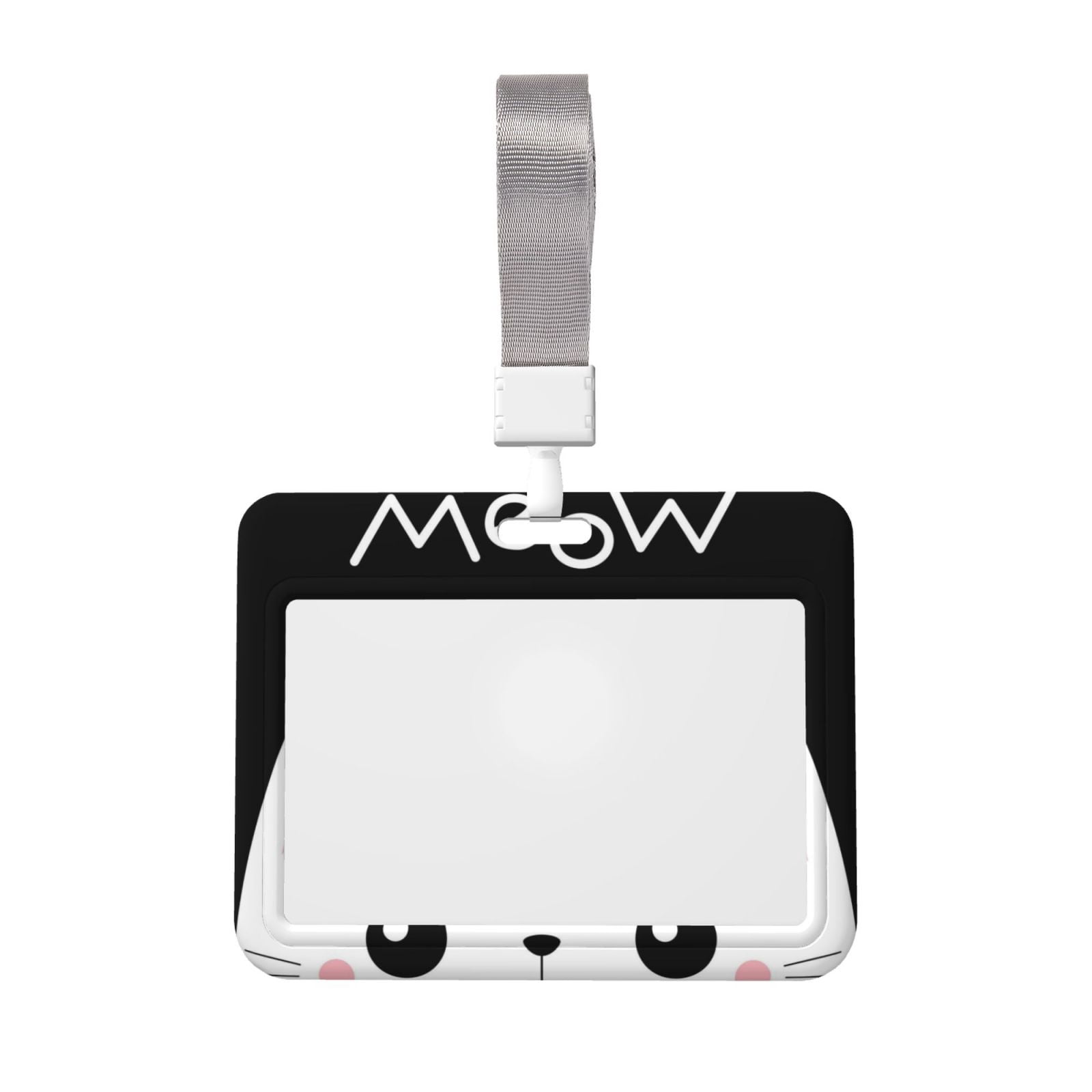 Junzan Cat Meow Id Badge Holder With Windows Key Card Work Badge Sleeve ...