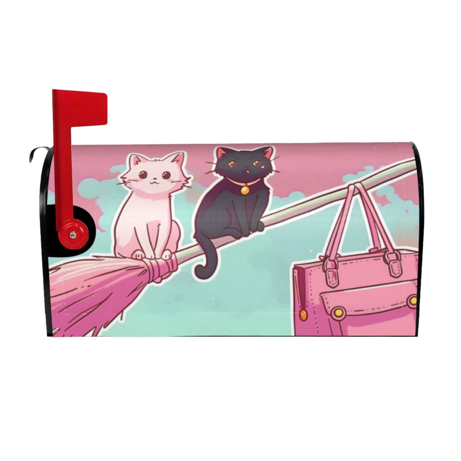 Junzan Cats On Broomstick Pattern Mailbox Covers,Magnetic Mailbox ...