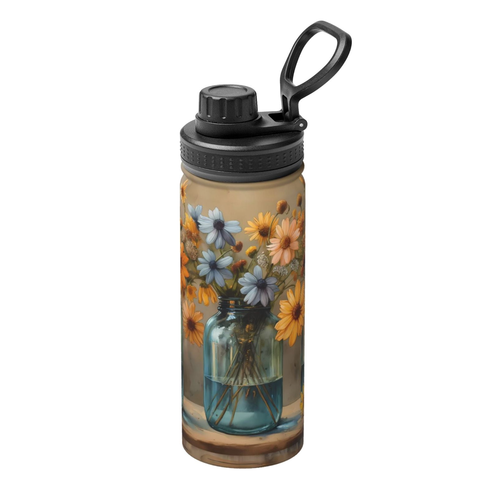Junzan Charming Daisy Bouquet Art Pattern 18OZ Stainless Steel Sports ...