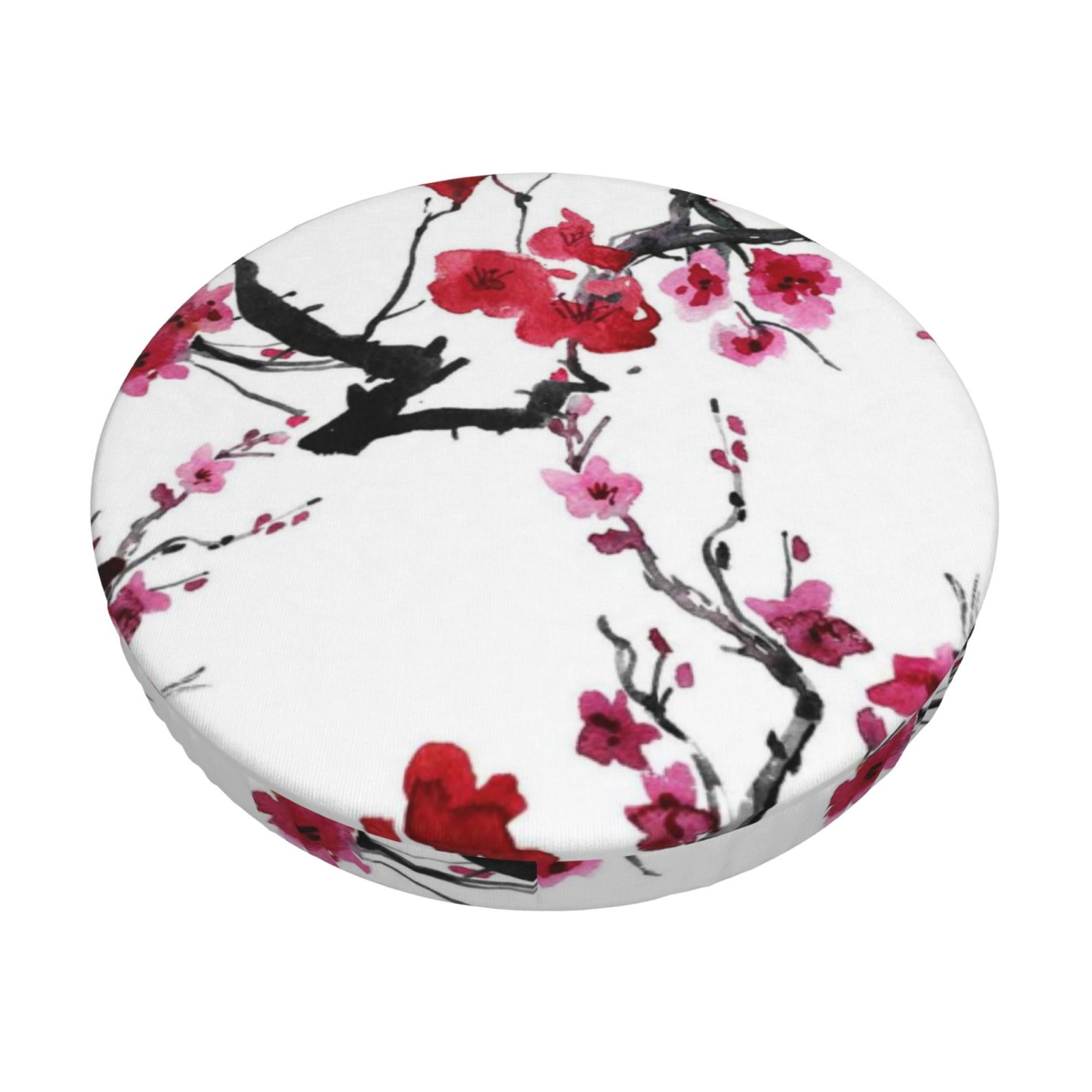 Junzan Cherry Blossoms Bar Stool Cover Round Seat Cushion With Elastic Washable And Non Slip ...
