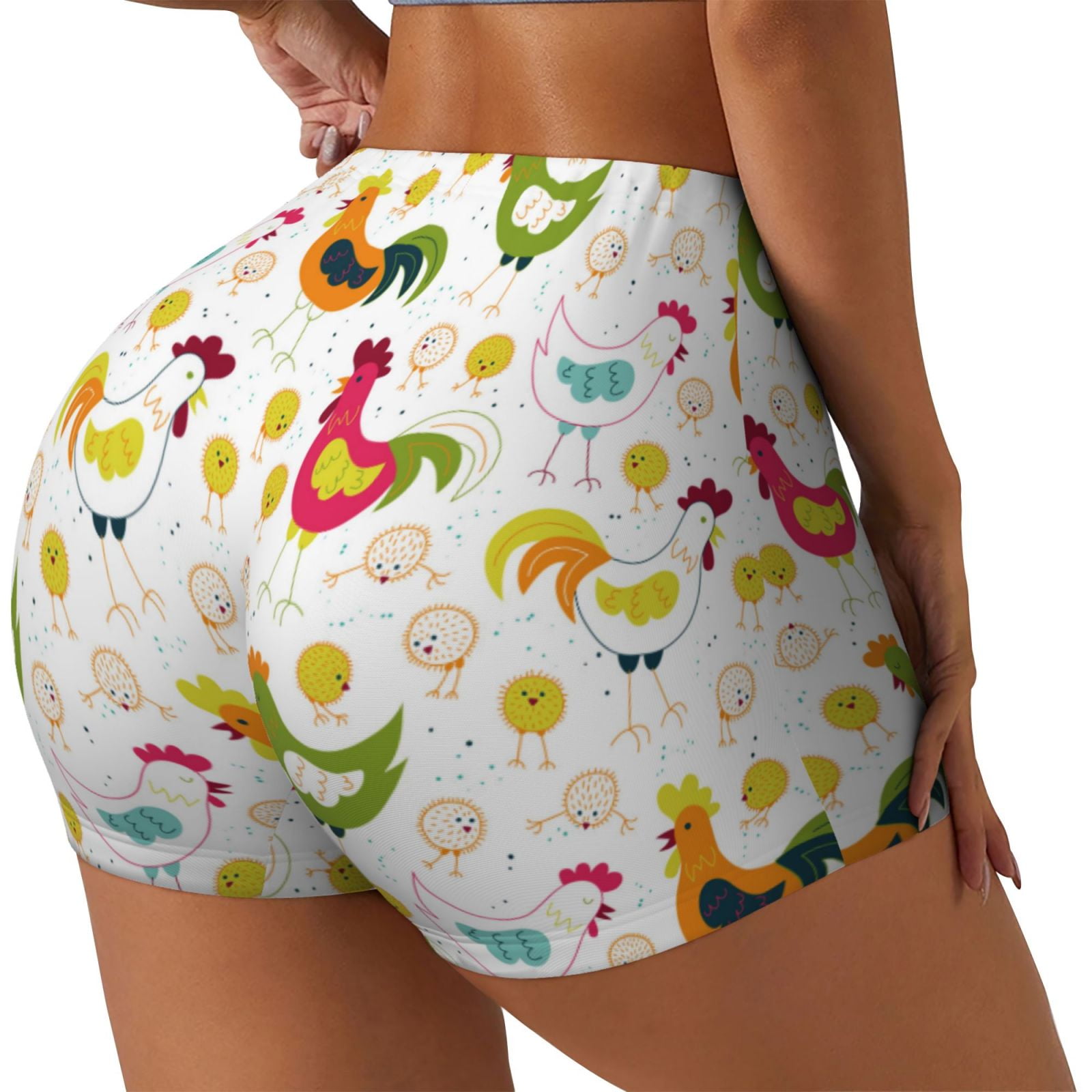Junzan Chickens A Pattern Women Workout Impact Shorts,Scrunch Short Gym ...