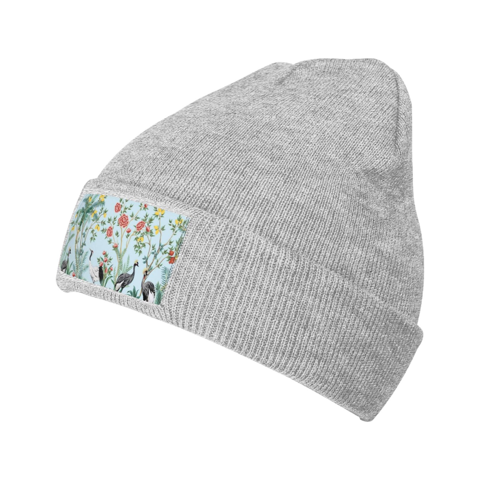 Junzan Chinoiserie Floral Palm Tree Mens Winter Hats Thick Knit Cuff ...