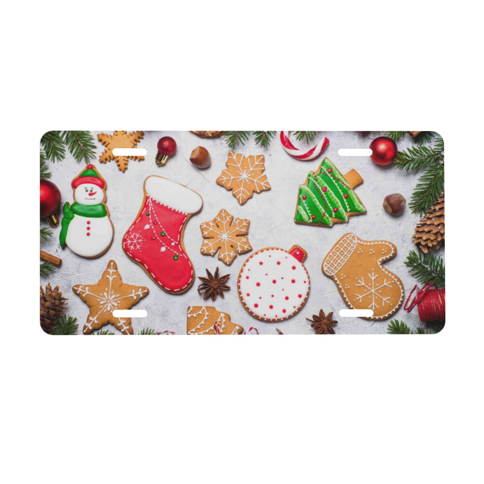 Junzan Christmas Gingerbread Cookies Front License Plate Covers ...