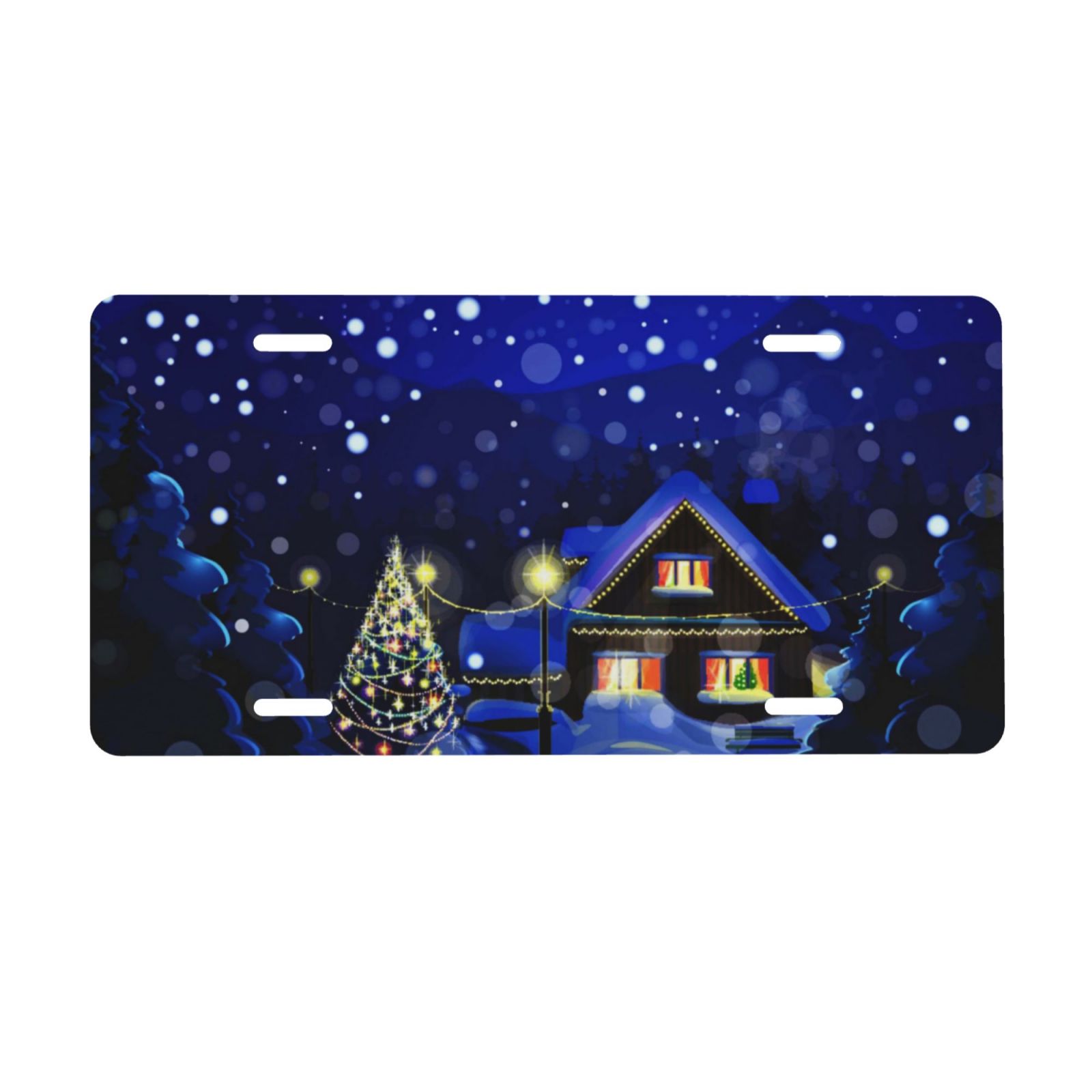 Junzan Christmas Night Front License Plate Covers Decorative Car Metal ...
