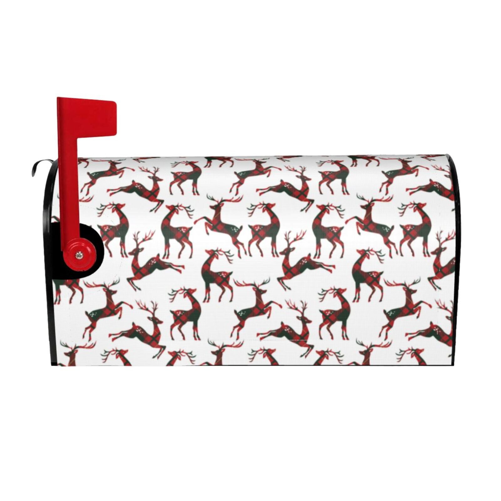 Junzan Christmas Plaid Moose Pattern Mailbox Covers,Magnetic Mailbox ...