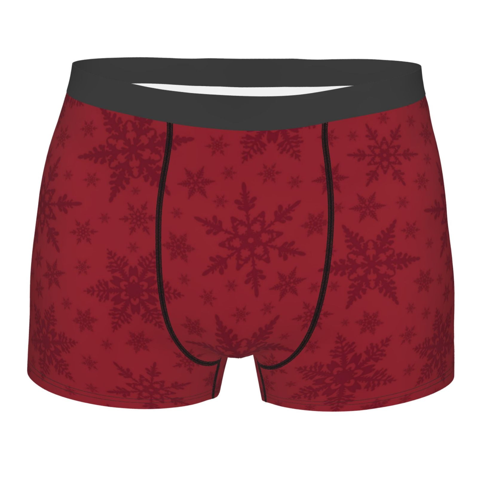 Junzan Christmas Red Snowflakes Mens Underwear Boxer Briefs For Men’s ...