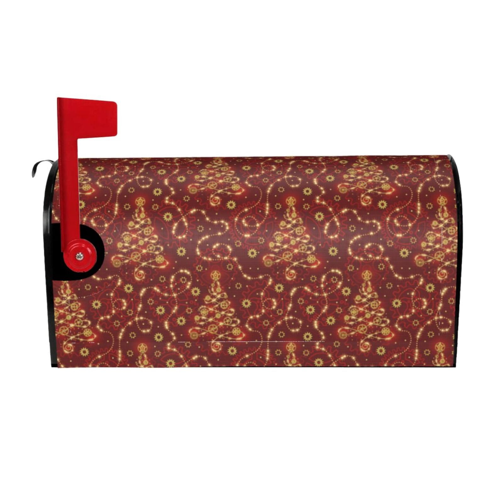 Junzan Christmas Tree On A Red Background Pattern Mailbox Covers ...