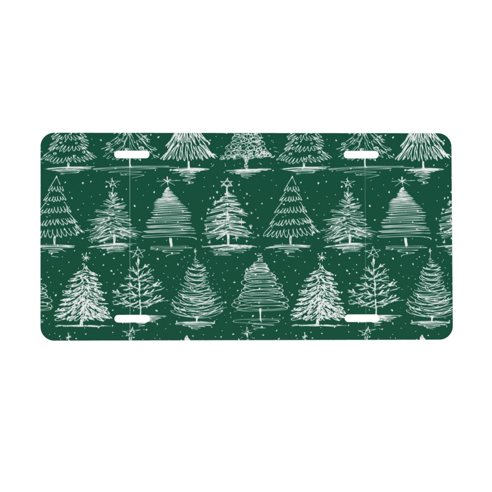 Junzan Christmas Trees Front License Plate Covers Decorative Car Metal ...