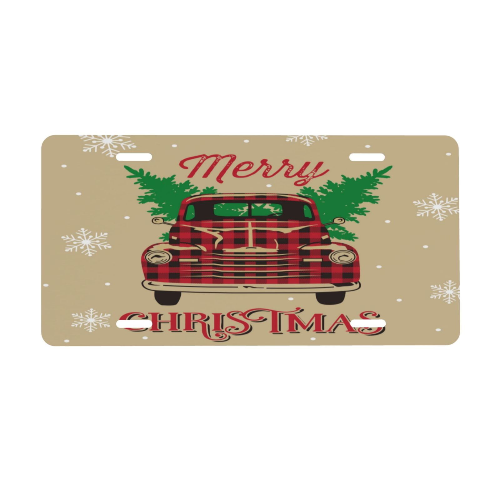 Junzan Christmas Vintage Red Truck Front License Plate Covers ...
