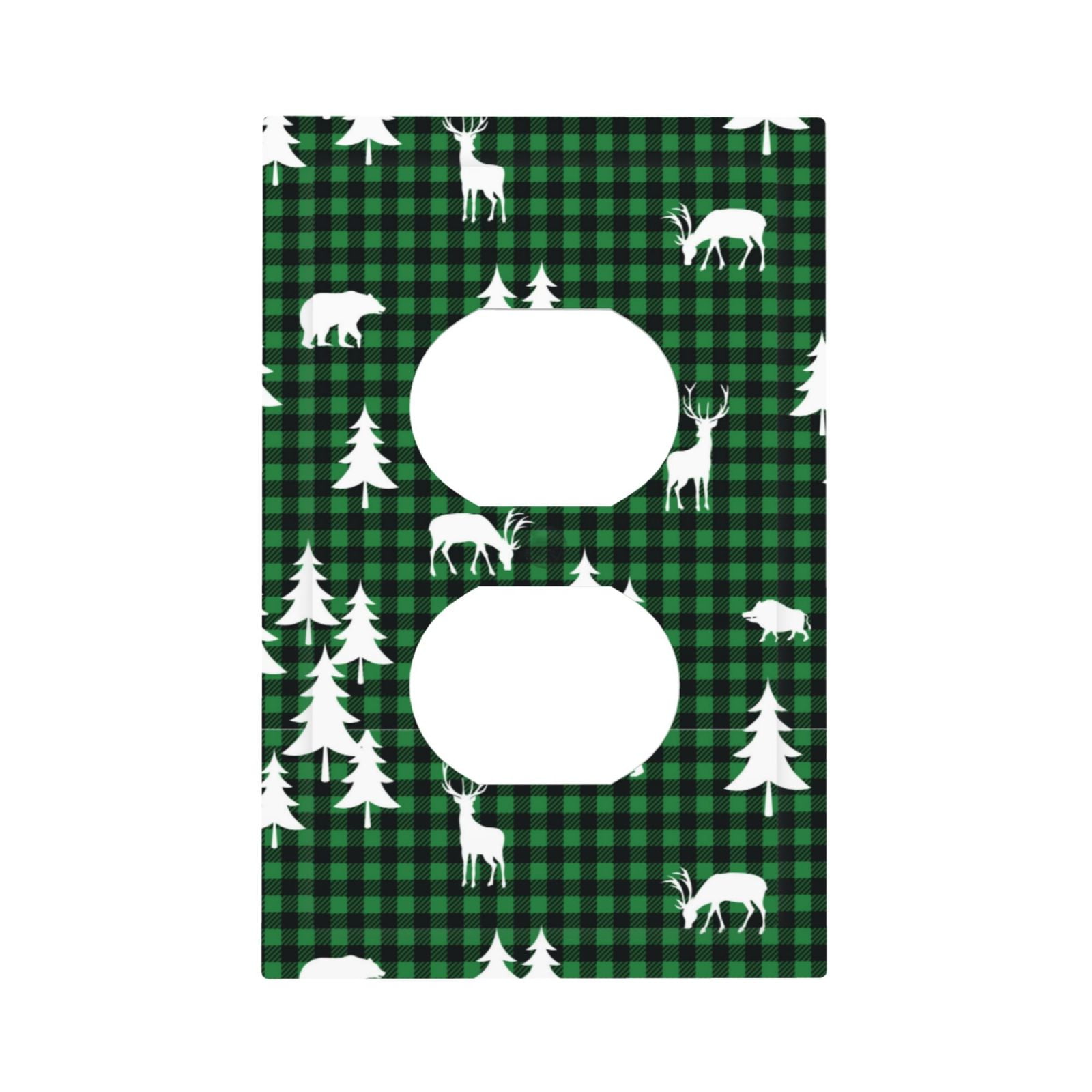 Junzan Christmas tree green plaid for Electrical Outlet Covers, 5" x 3 ...