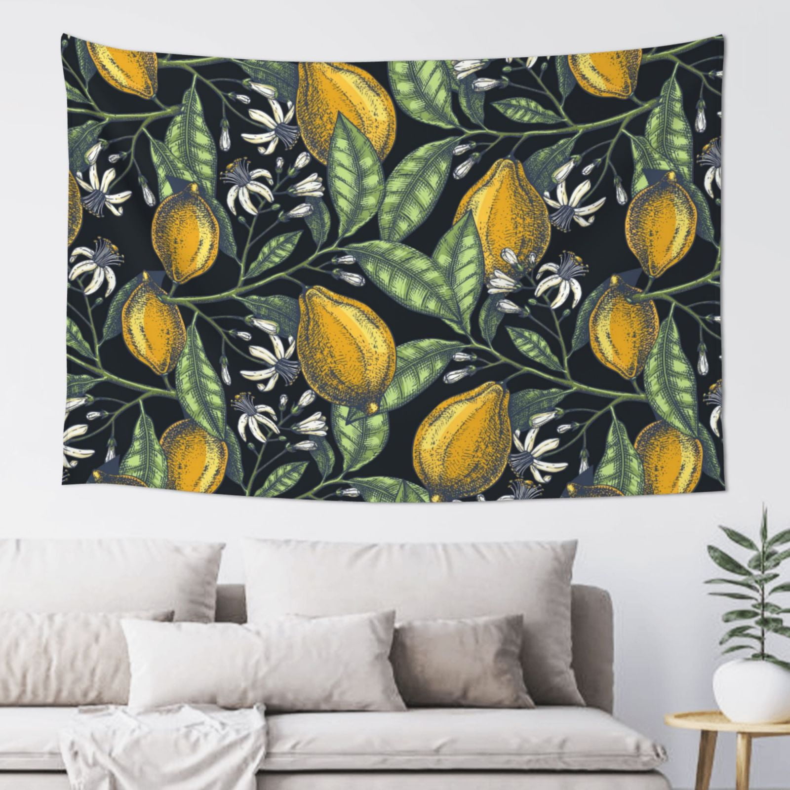 Junzan Citrus Fruits Elegant Lemons Tapestry Hippie Tapestry For ...