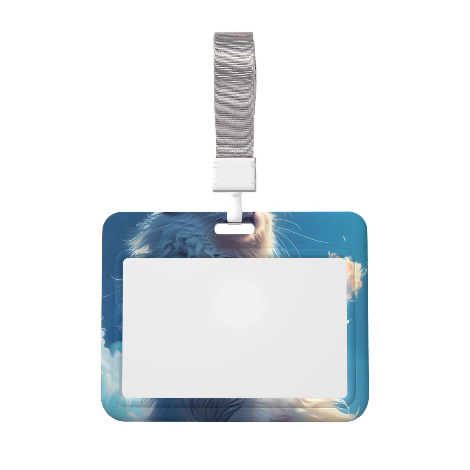Junzan Clear Sky Blue Cat ID Badge Holder with Windows Key Card Work ...