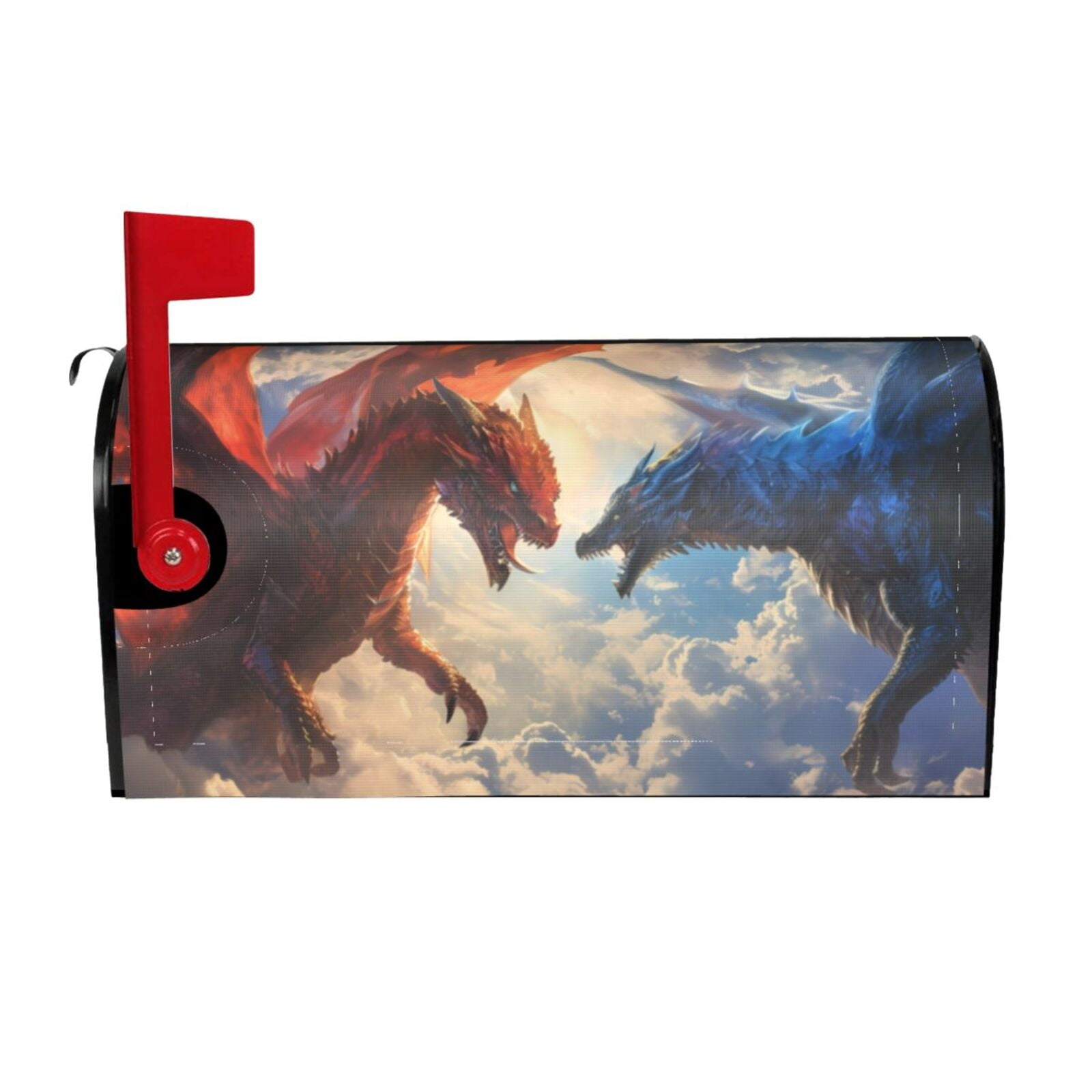 Junzan Cloud Red And Blue Dragon Pattern Mailbox Covers,Magnetic ...