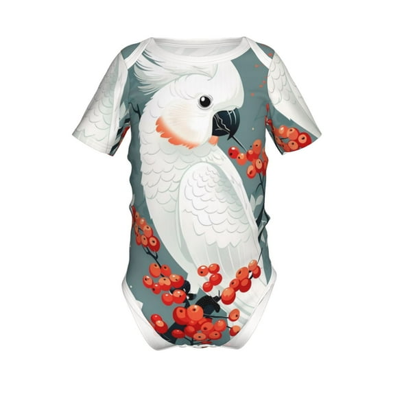 Junzan Cockatoo Red Berries Print Short-Sleeve Baby Climbing Clothes ...
