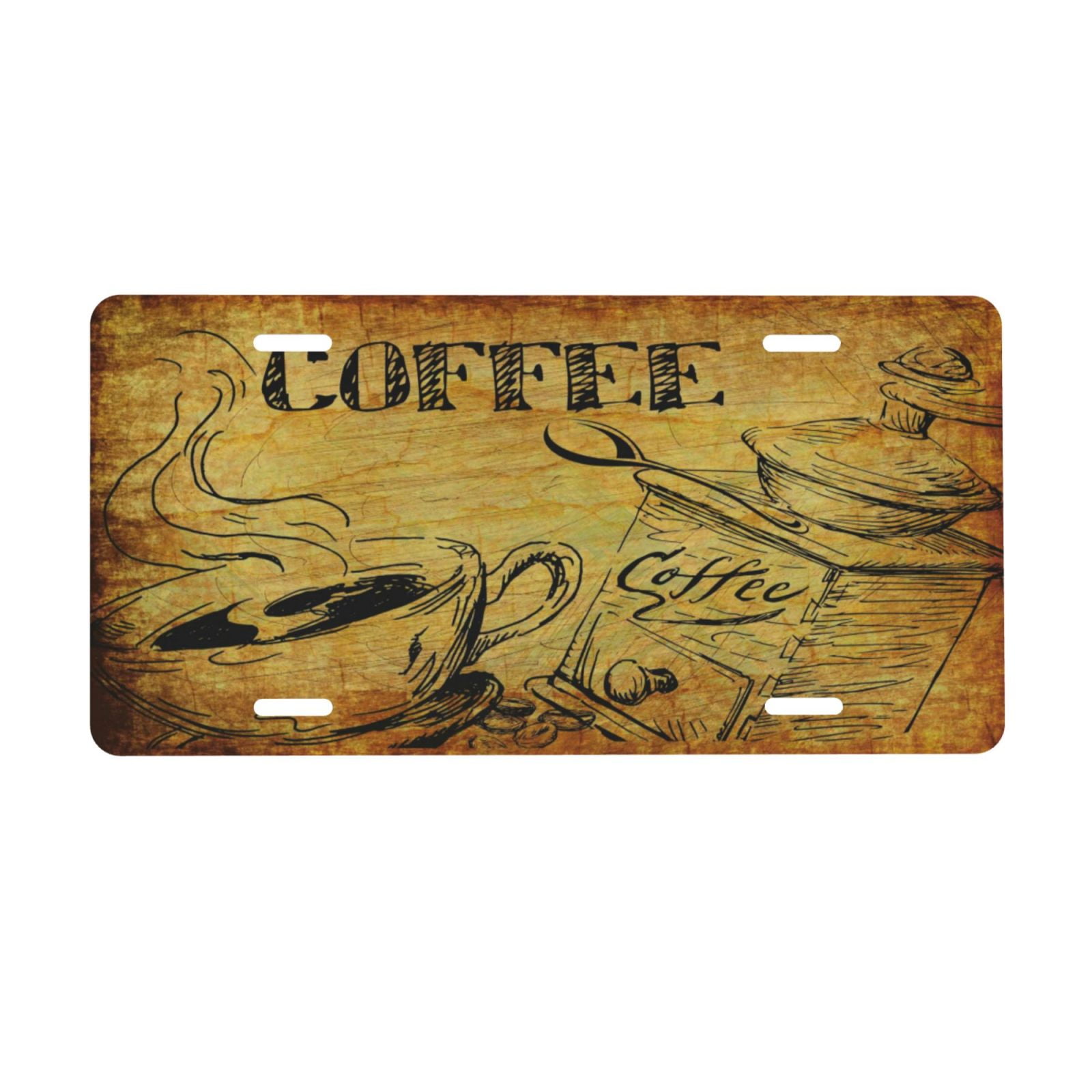Junzan Coffee Vintage Front License Plate Covers Decorative Car Metal ...