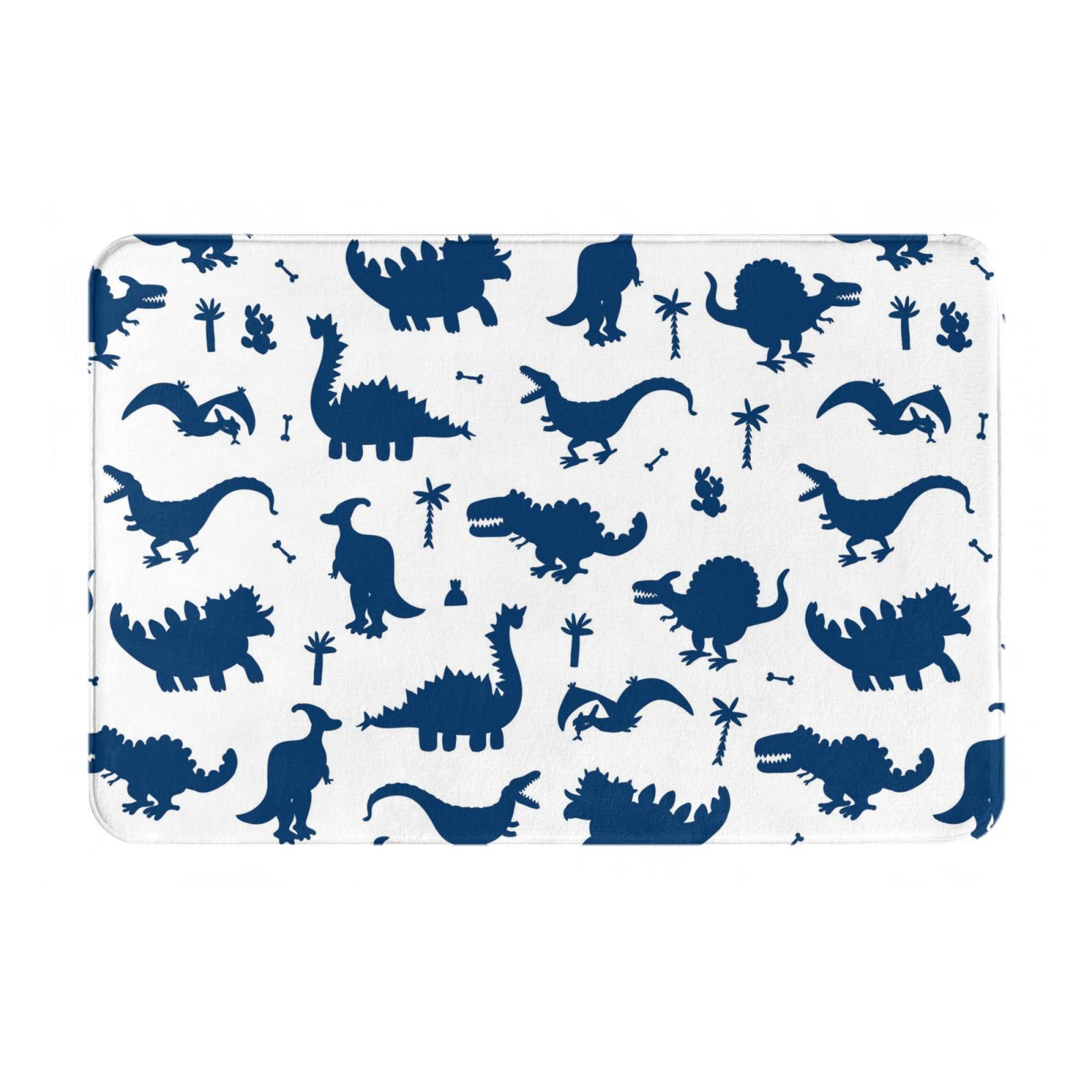 Junzan Collection Of Cute Cartoon Dinosaurs Blue Silhouette Pattern ...