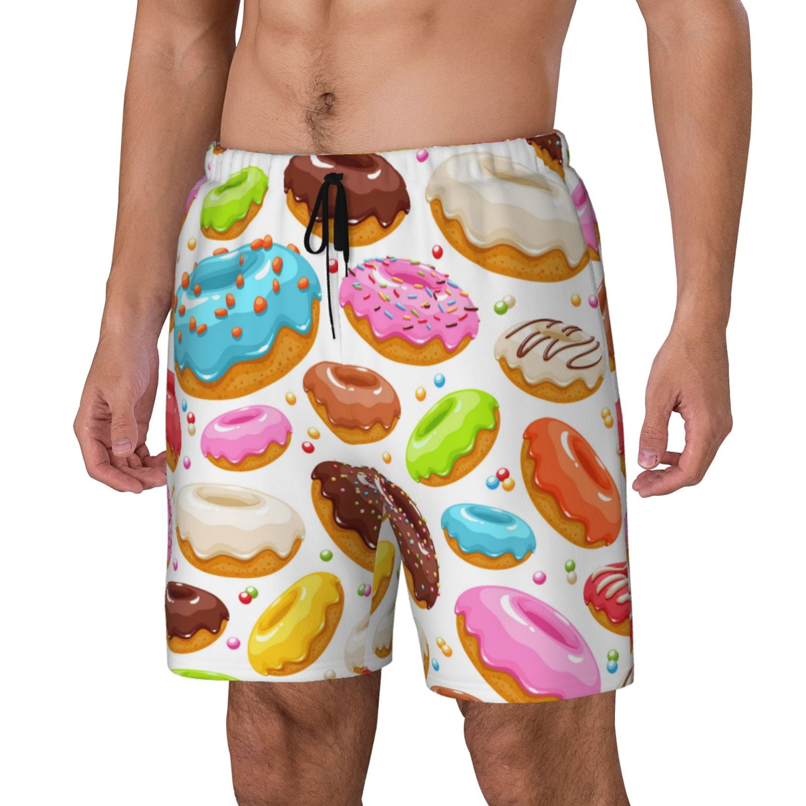 Junzan Color Donut Print Swim Trunks Men Swim Shorts with Built-in ...