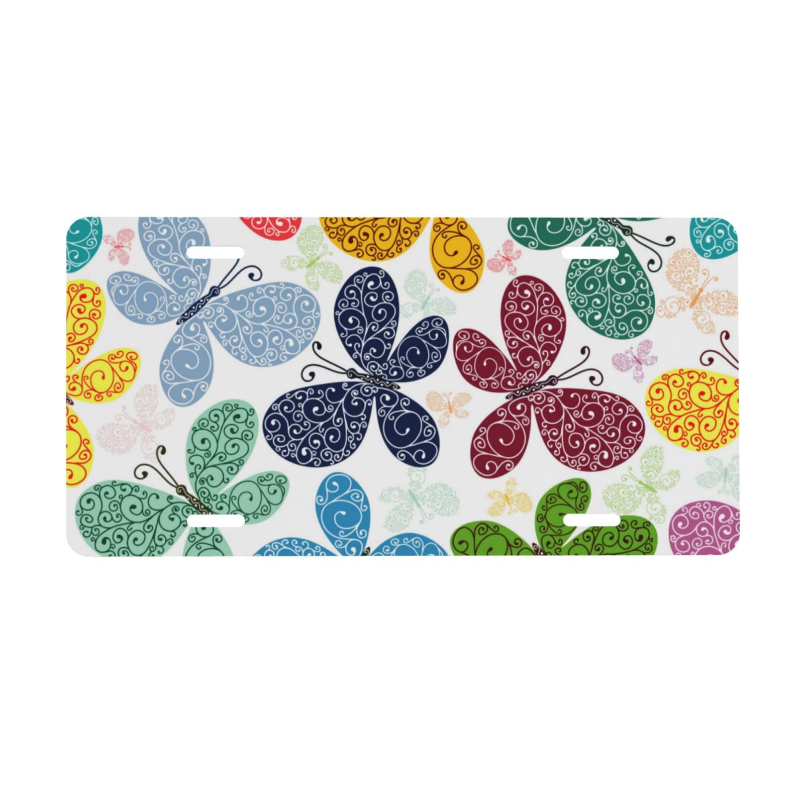 Junzan Colorful Butterflies Front License Plate Covers Decorative Car ...