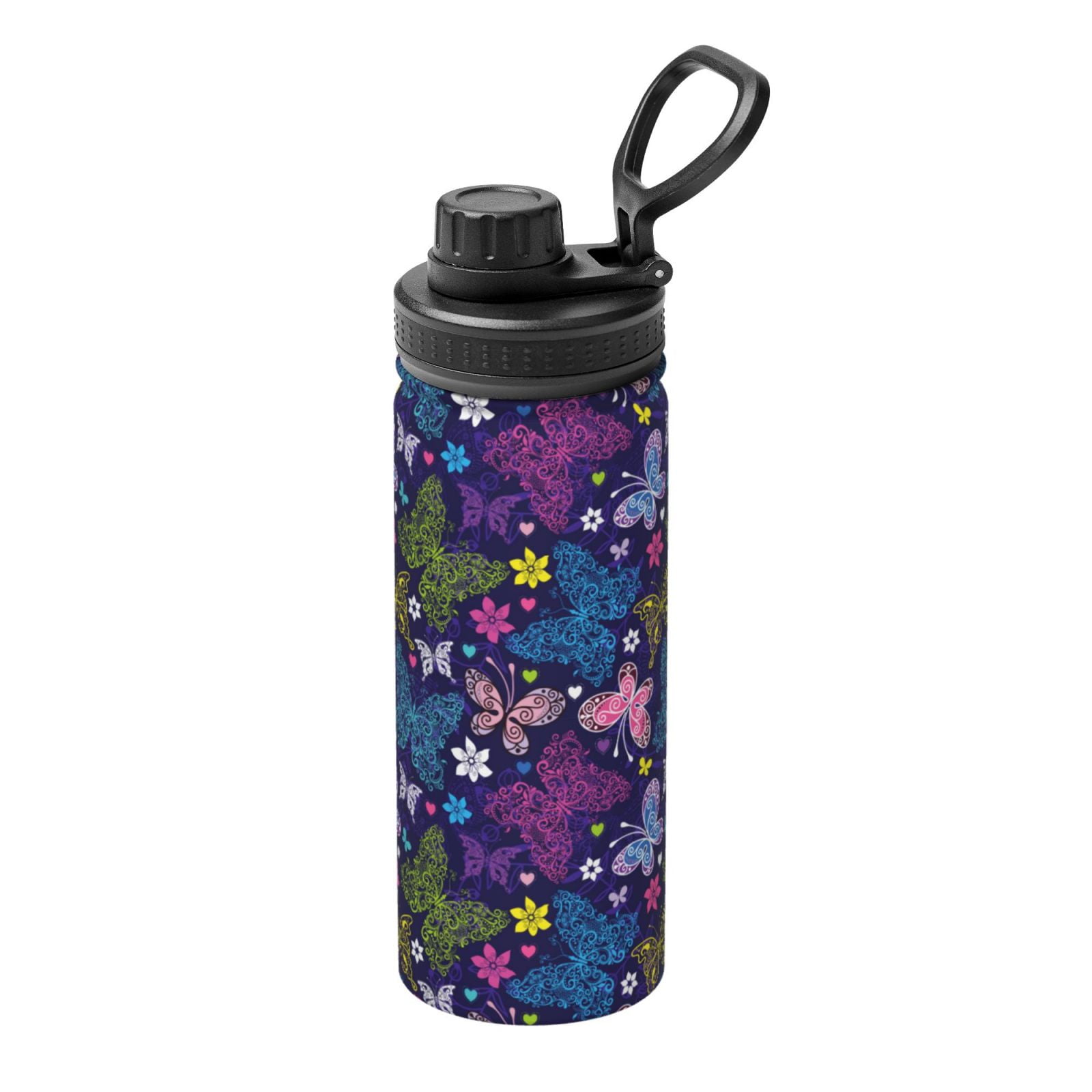 Junzan Colorful Butterflies Pattern 18OZ Stainless Steel Sports Water ...