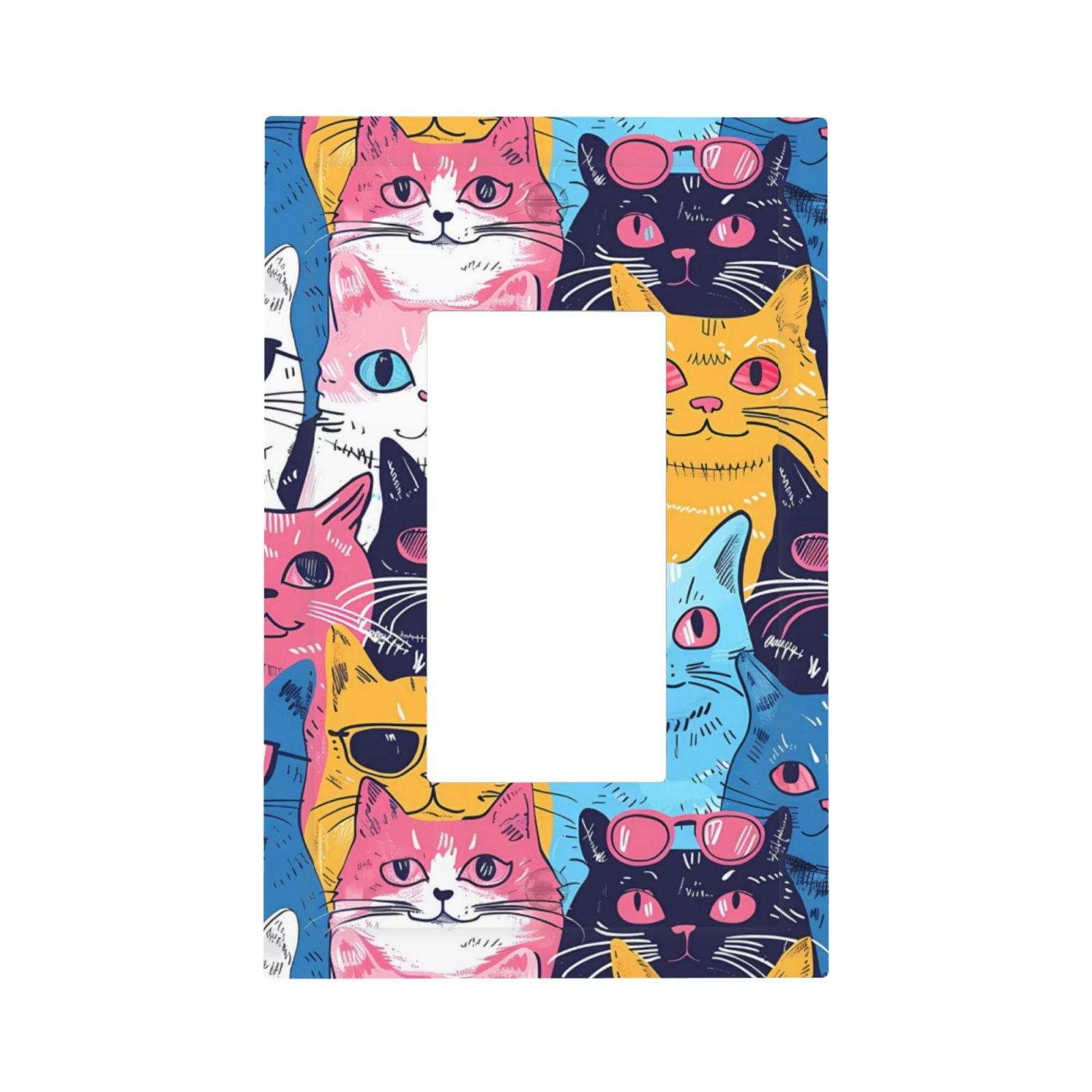 Junzan Colorful Cats Pattern Art for Electrical Outlet Covers, 5" x 3 ...