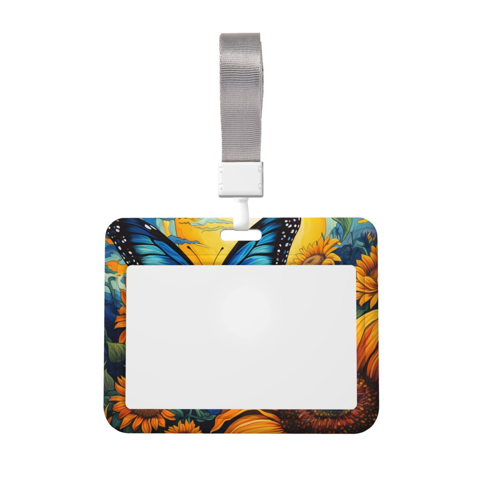 Junzan Colorful Cloud Butterfly Sunflower ID Badge Holder with Windows ...