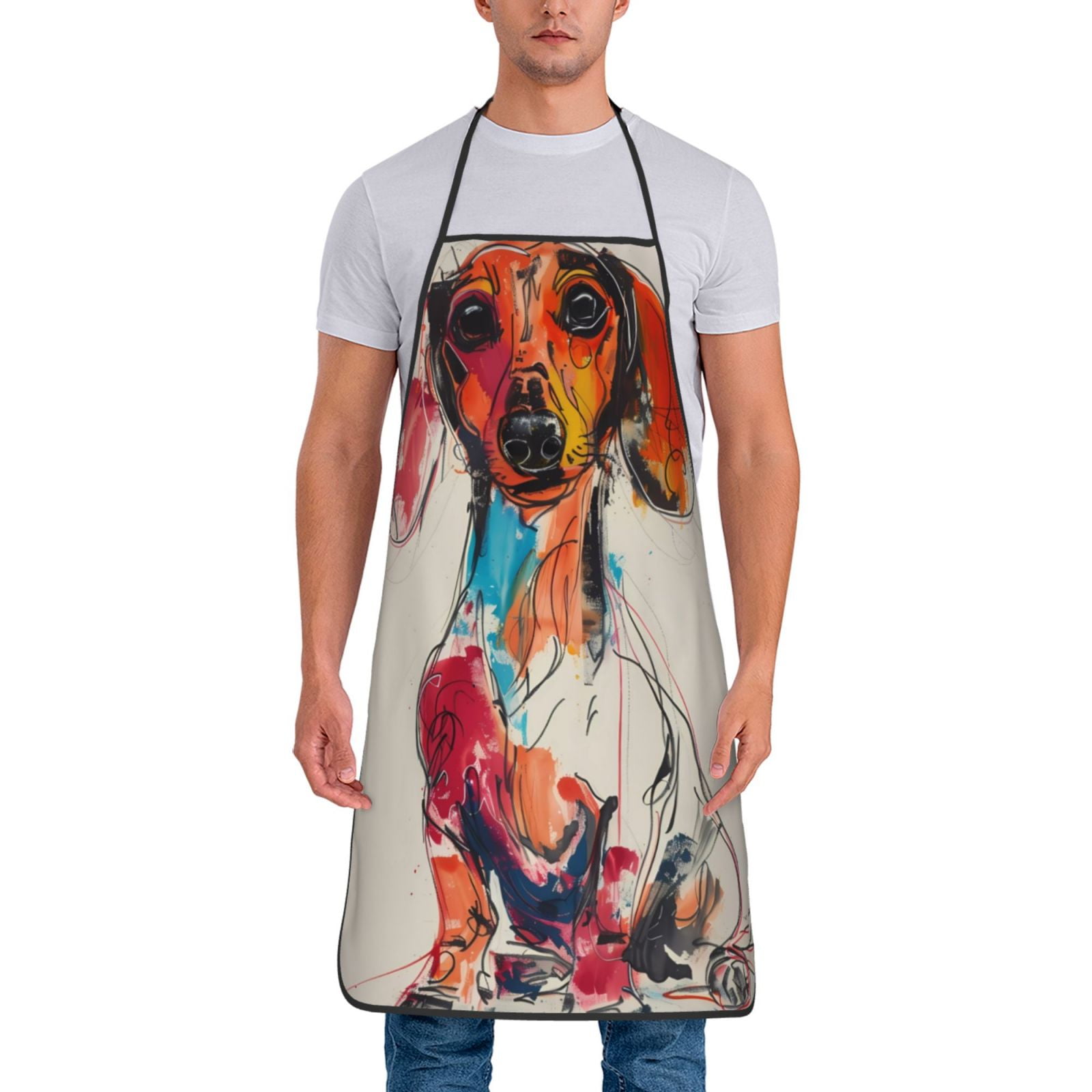 Junzan Colorful Dachshund Art Print Kitchen Cooking Aprons, Chef Apron ...