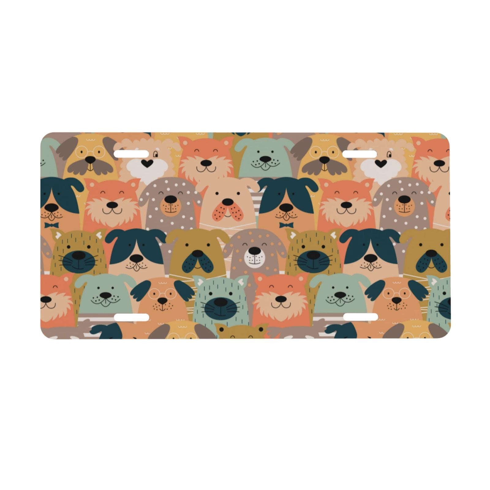 Junzan Colorful Dogs Front License Plate Covers Decorative Car Metal ...