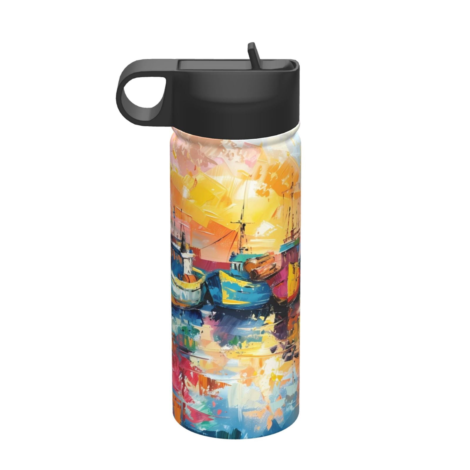 Junzan Colorful Fishing Boats Pattern Stainless Steel Sports Water Cup ...