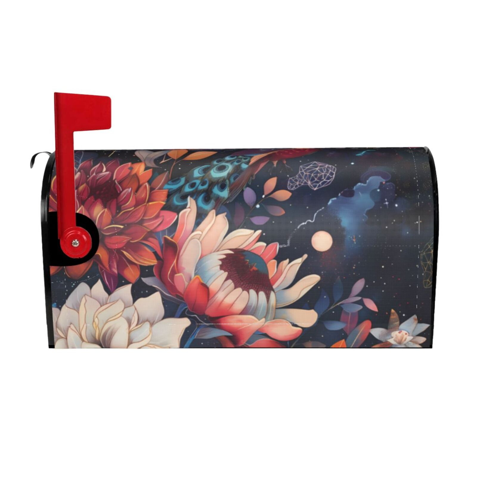 Junzan Colorful Flower Peacock Pattern Mailbox Covers,Magnetic Mailbox ...