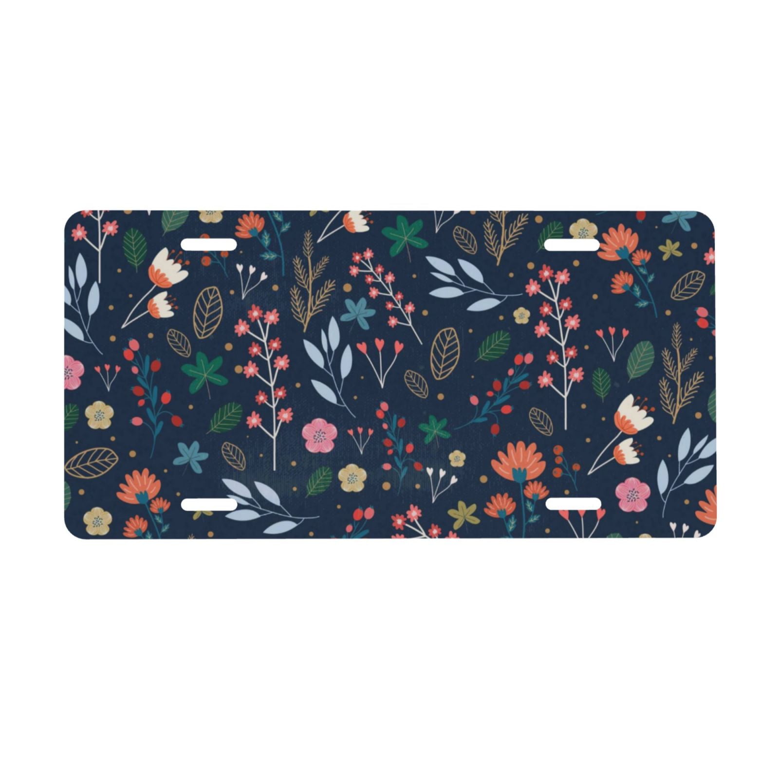 Junzan Colorful Flowers Front License Plate Covers Decorative Car Metal ...